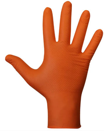 Guante desechable nitrilo diamantado 578OR naranja (paq 50 uds) | Janfer
